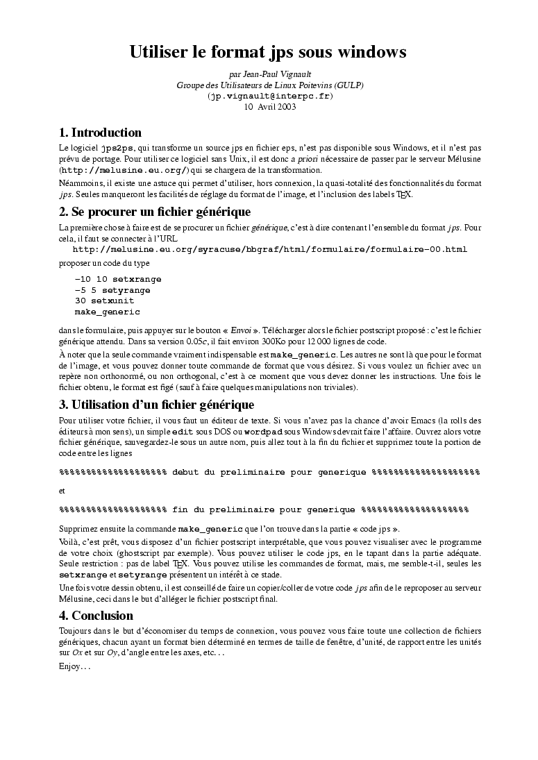 Utiliser Le Format Jps Sans Unix